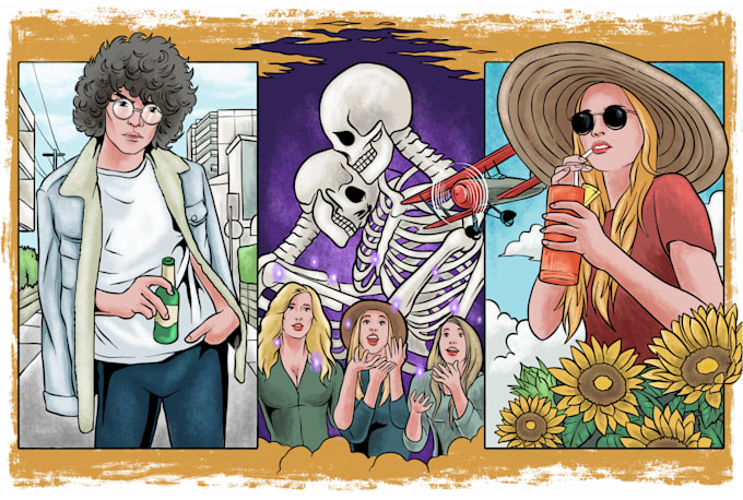 Draw a retro vintage comic illustration in my style by Raptorart | Fiverr