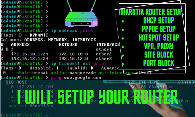 Setup mikrotik dhcp pppoe hotspot template design by Tuhinjoy | Fiverr