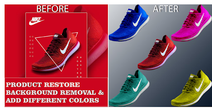Remover the background restore the product and add different colors by ...