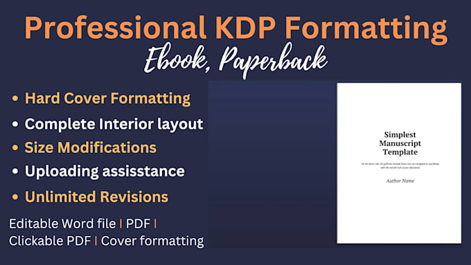 Do kindle paperback or ebook formatting, layout design for amazon kdp ...