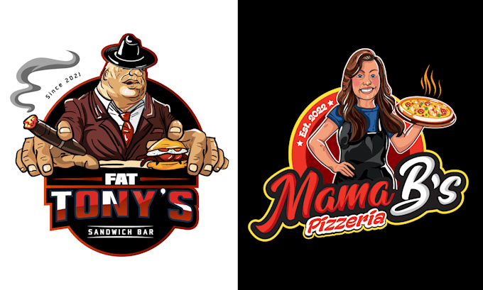 Create 3d pizza, burger restaurant logo for food, drinks business by ...