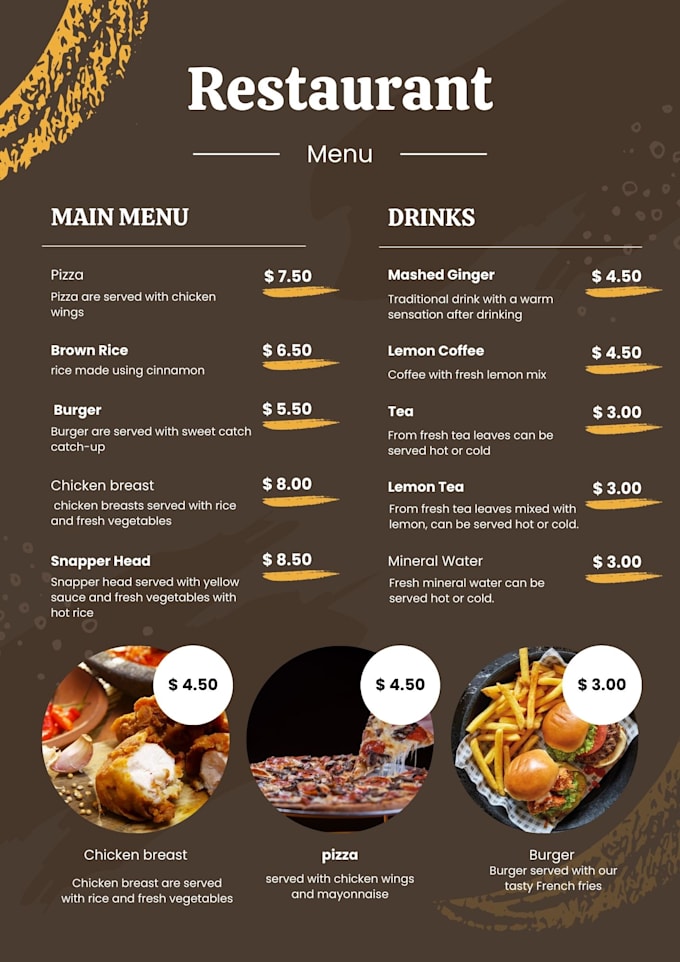 Design professional menu for you by Muzamil3578 | Fiverr