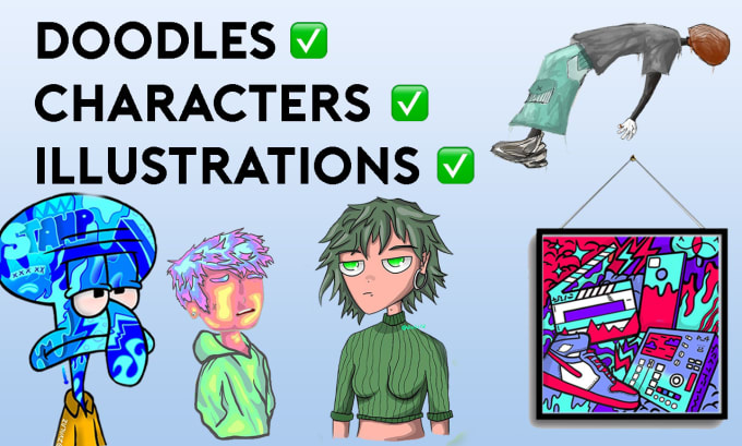 Make doodles characters illustrations by Zvalaz | Fiverr