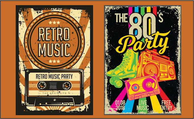 Design retro vintage poster, party poster and poster illustration by ...