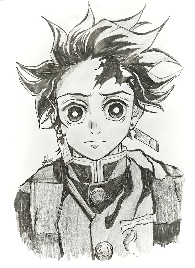 Draw anime pencil sketch from photo by Artsfive | Fiverr