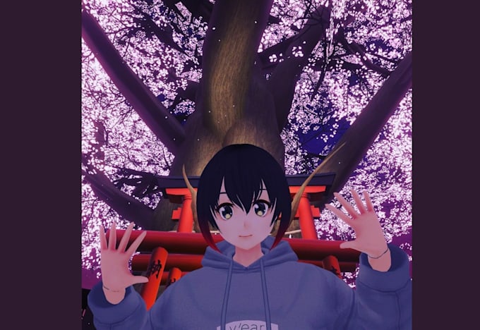 Do vroid model chibi anime 3d vtuber 3d vroid model by Ana_avi | Fiverr