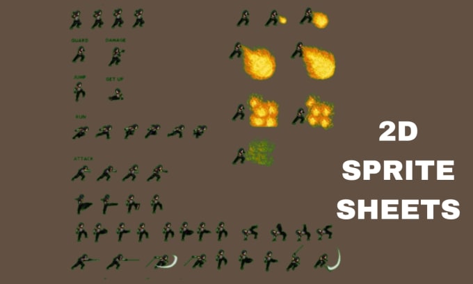 Draw 2d sprite sheet character pixel art character animations for game ...