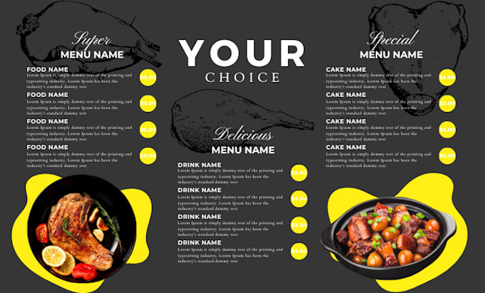 Design you a professional looking menu design by Hamzaamanet | Fiverr