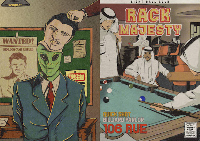 Draw retro vintage comic 70s illustration art design by Reyhan_ahmd ...