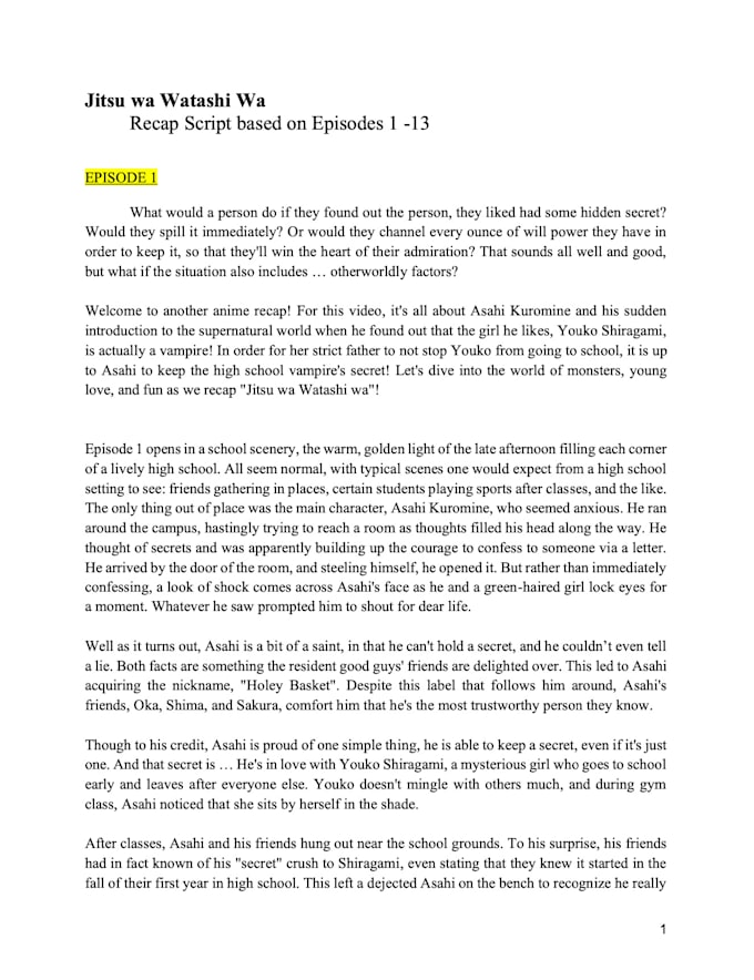 Write anime scripts for you by Xtraliciouuus | Fiverr