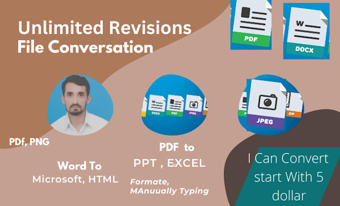 Convert pdf, jpg, ppt, html, excel, word, and file format by Irfankhan2171 | Fiverr