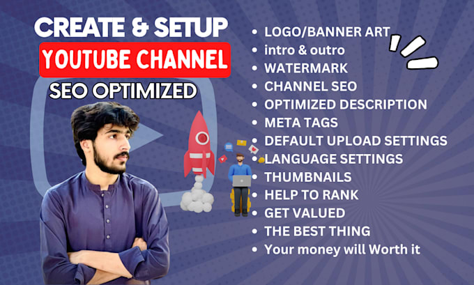 Create and setup youtube channel by Waleed_shahid68 | Fiverr