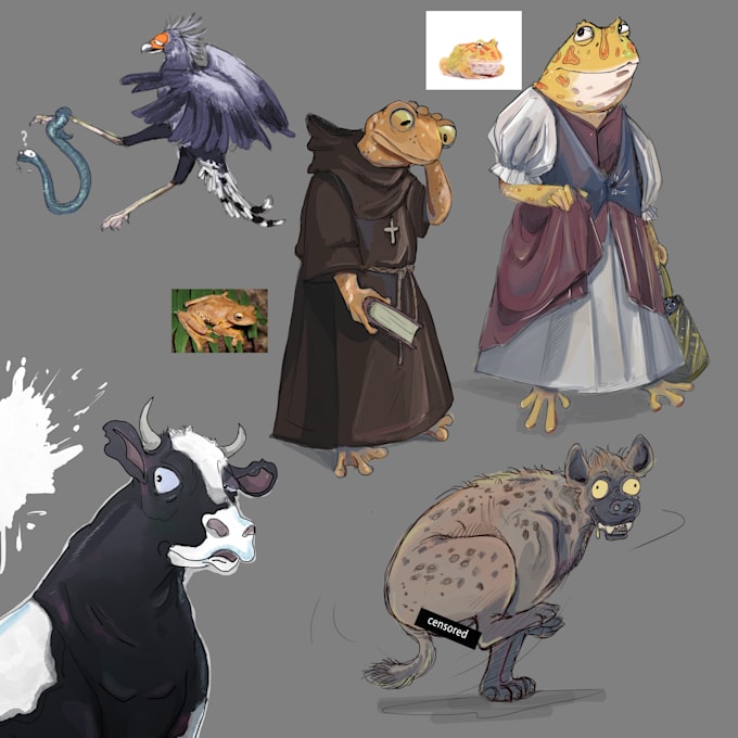 Do cartoon animal illustrations by Niko_nokia | Fiverr