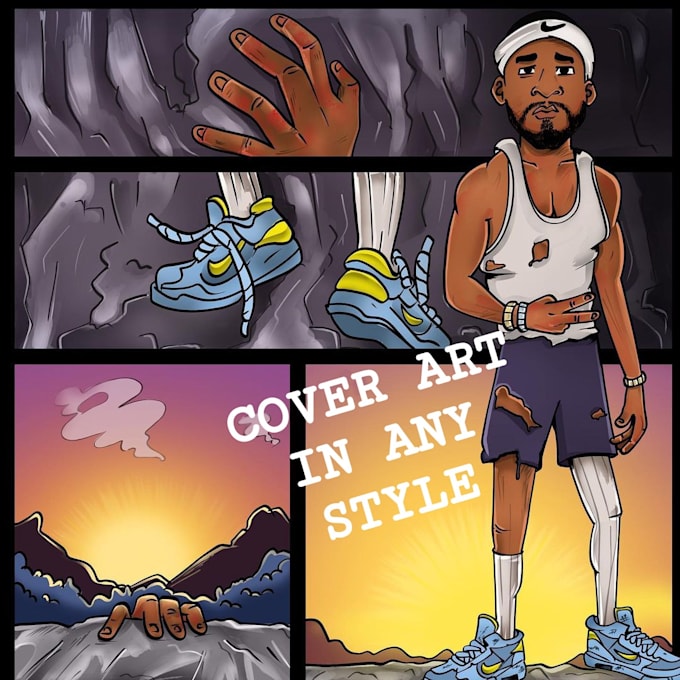 Draw detailed cartoon album cover art, single cover, comic cover, music ...