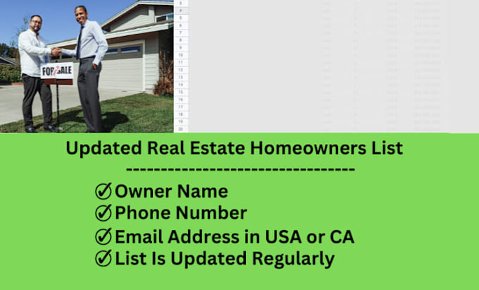 Generate 5000 homeowner contact list real estate by Rob_megerou | Fiverr
