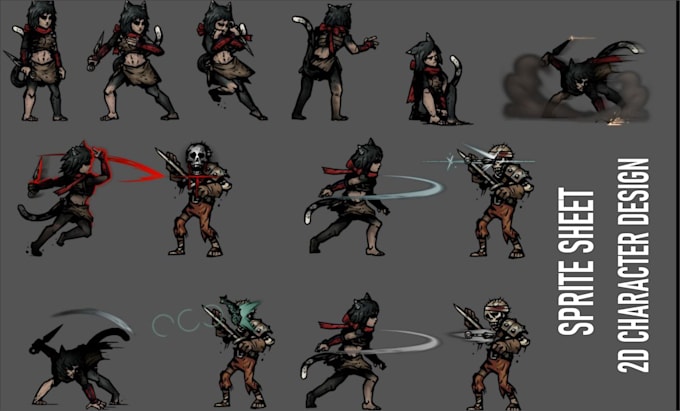 Draw 2d character for sprite sheet, game asset for pixel art animation sprite by Hazorlekan | Fiverr