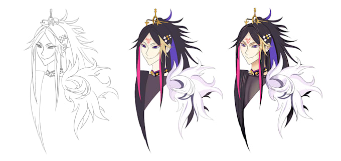 Draw portrait in anime style, sketch or colored by Marrii_art | Fiverr