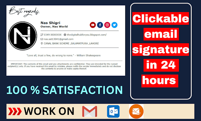 Create clickable html email signatures for gmail,outlook etc by ...