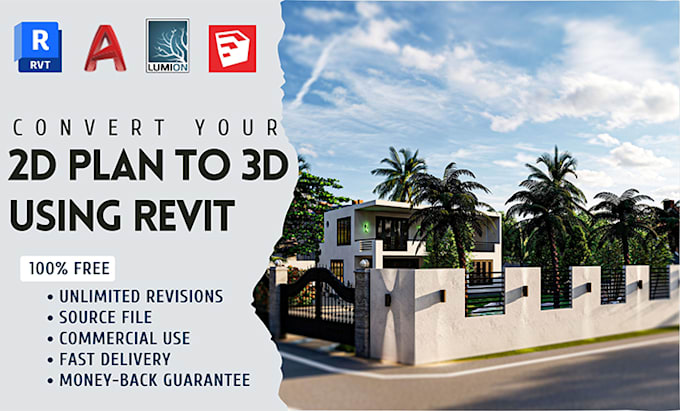 Convert 2d floor plan to 3d using revit quickly by Floor_planz | Fiverr