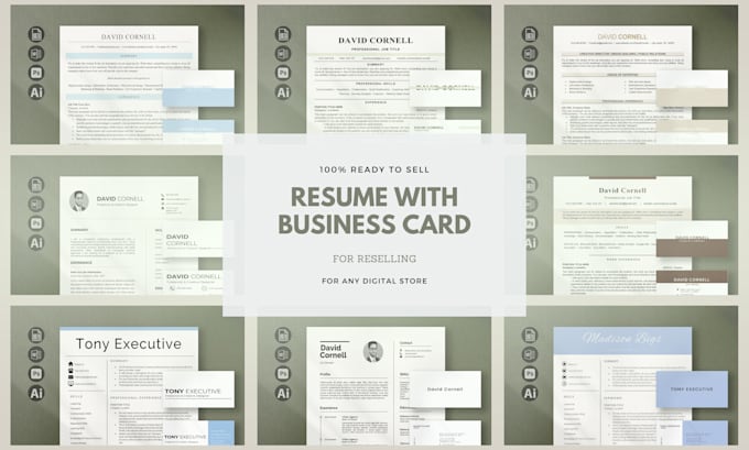 Give 10 resume template with business card for reselling by Venmx24 ...