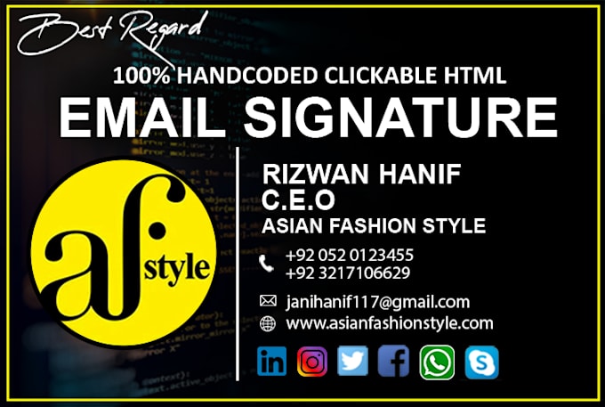 Design html email clickable signature by Rizwan_hanif_ | Fiverr