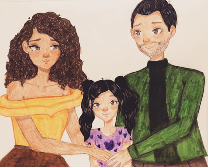 Draw family, semirealistic art for u by Elixsao | Fiverr