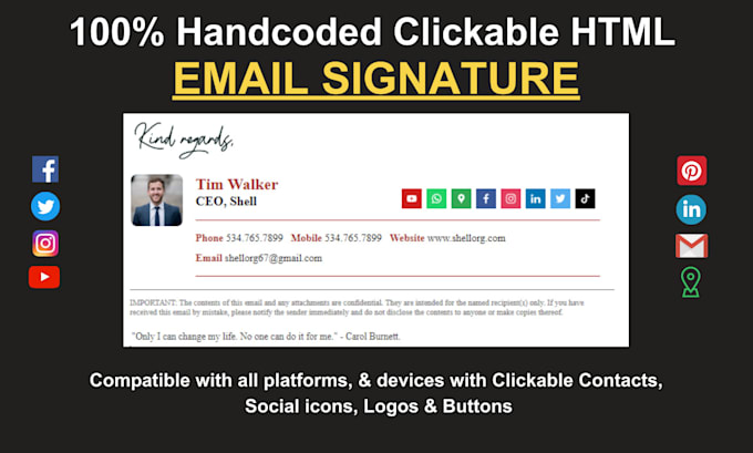 Create html email signature, clickable html email signature by ...
