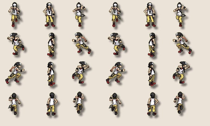 Feuille de sprite 2d feuille de sprite pixel art sprite de jeu feuille de sprite 2d pour le jeu