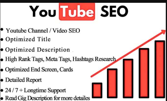 Do youtube seo optimization for channel growth by Iqranoshin | Fiverr