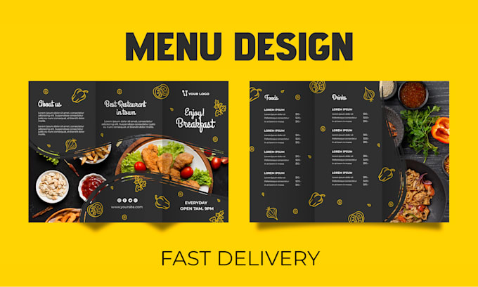 Do modern restaurant menu design by Uneezah786 | Fiverr
