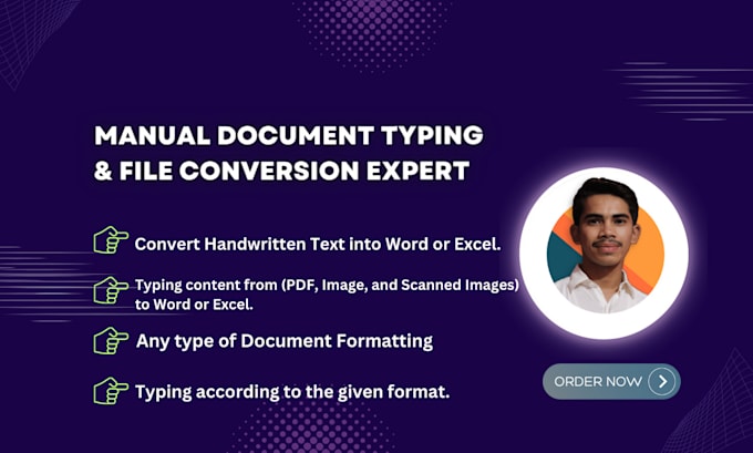 Do manual document typing and file conversion by Yasir_khalid0 | Fiverr