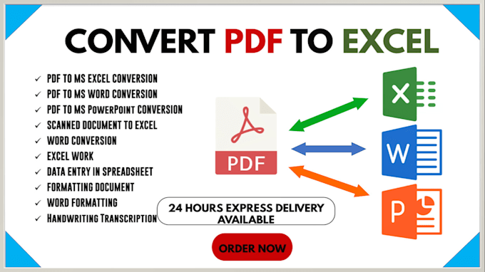 Convert pdf to ms excel or ms word or csv, ms excel formatting, data entry by Sumitmohod72 | Fiverr