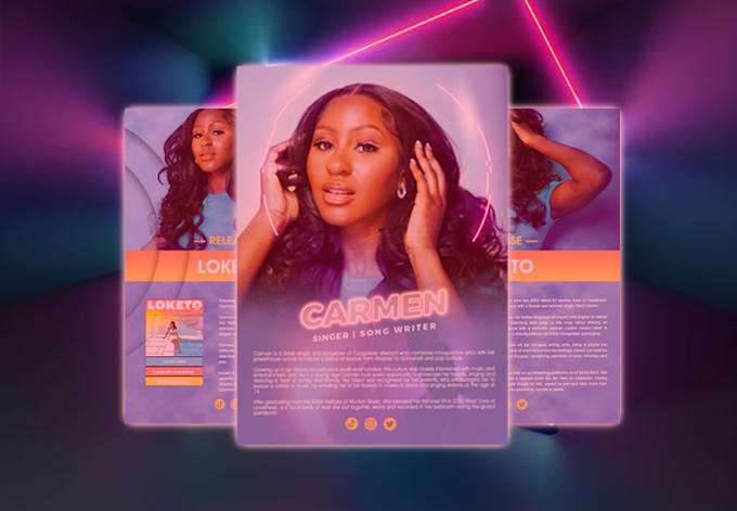 Artist epk, media kit, press kit, speaker one sheet by Srafi_studios ...