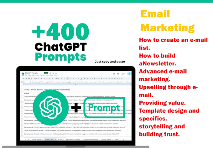 Unlock your creativity with 400 chatgpt prompts by Kokynauta | Fiverr Unlock your creativity with 400 chatgpt prompts by Kokynauta | Fiverr