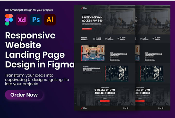 Create figma website ui ux landing page design figma app ux ui design by Uzdesigns_1 | Fiverr