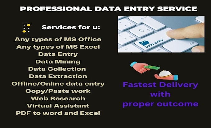 Do freelance data entry, email marketing and web research, excel, canva ...