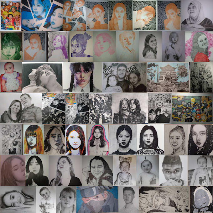 Draw a realistic pencil or ballpen sketch portraits from your photo by ...