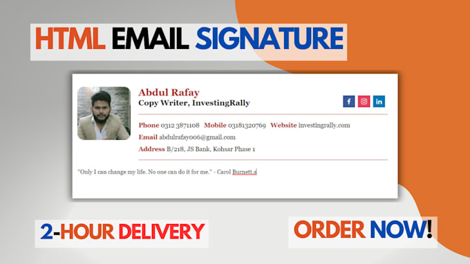 Create clickable html email signature for gmail, outlook by Abdulrafay006 | Fiverr
