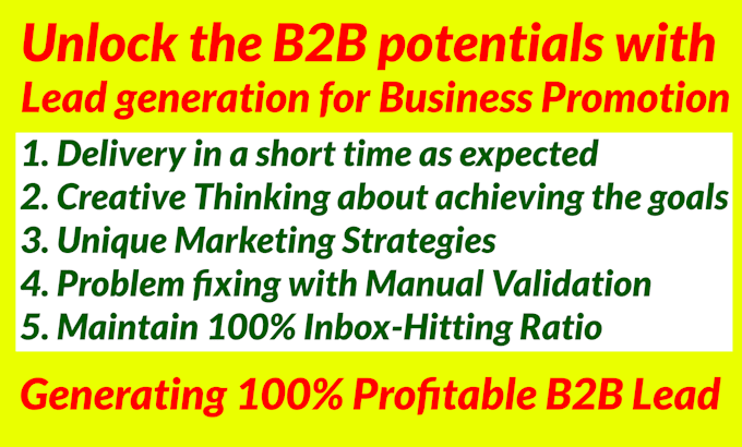 Do 100 percentage inbox hitting lead generation for business promotion ...
