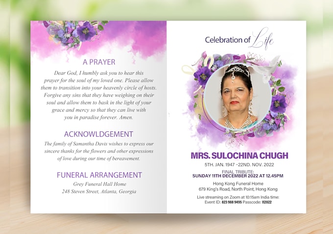 Do nice funeral, obituary, memorial flyer or program, brochure in 3hrs ...