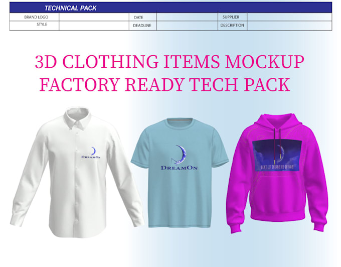 Make activewear tech pack, fashion technical drawing 3d clothing mockup ...
