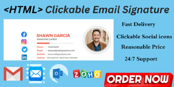 Create custom html email signature clickable social icons by ...