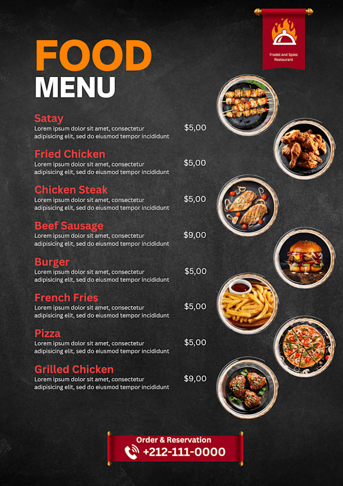 Make unique food menu for you by Ayoubnabaoui | Fiverr