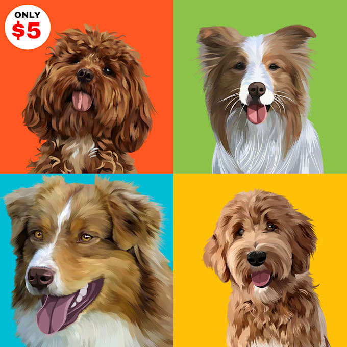 Make your dog or pet photo into an amazing cartoon by Vebianart | Fiverr