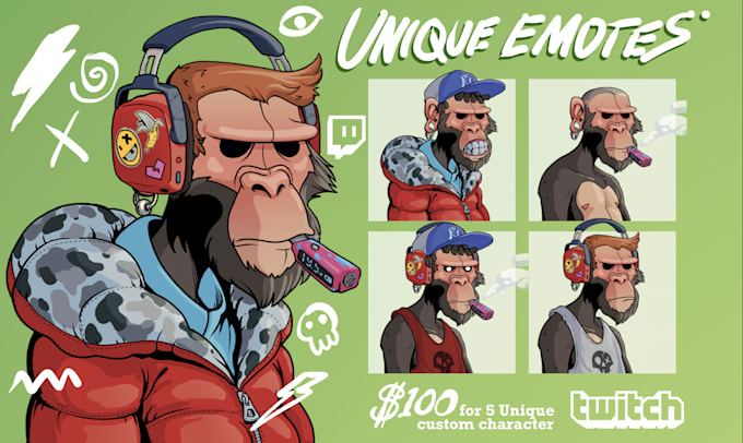 Create unique mascot illustration for your emotes by Tonymidi | Fiverr