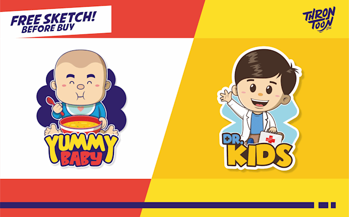 Design playful cartoon mascot logo for your kids and children brand by ...