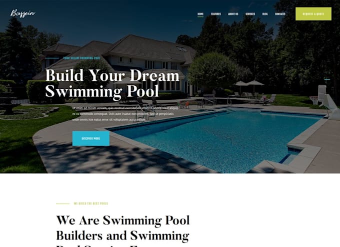 Design a modern and clean swimming pool service website, swimming pool ...