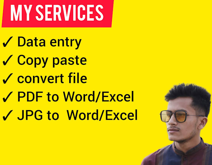 Be your virtual assistant for data entry,typing,copy paste and convert ...