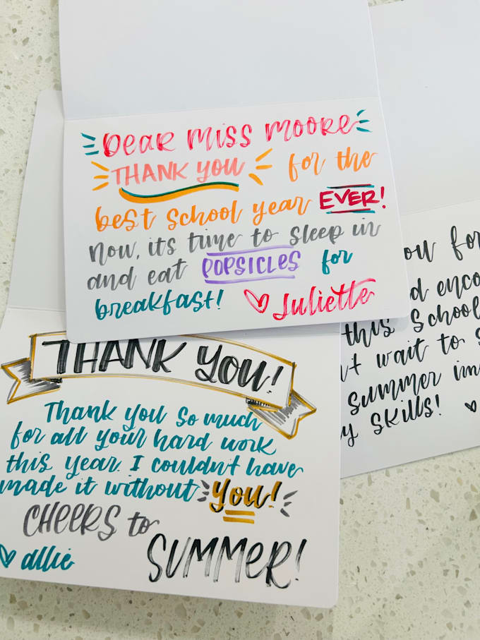 Handwrite two cards with fun stylized handwriting by Brandy_unrein | Fiverr