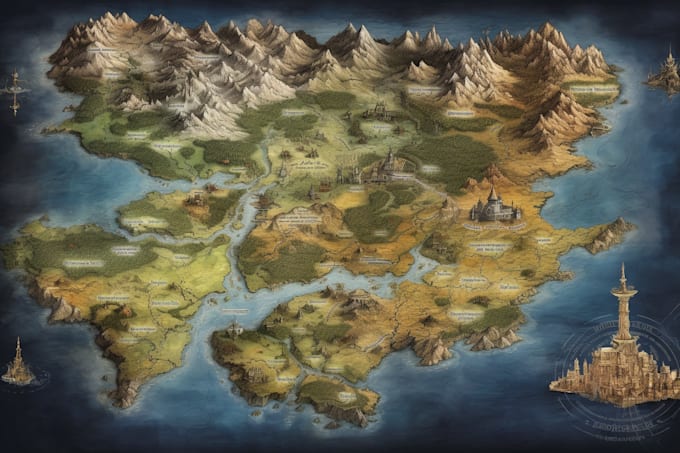 Draw a nice fantasy map, ideal for tabletop rpg or book by Basbass89 ...
